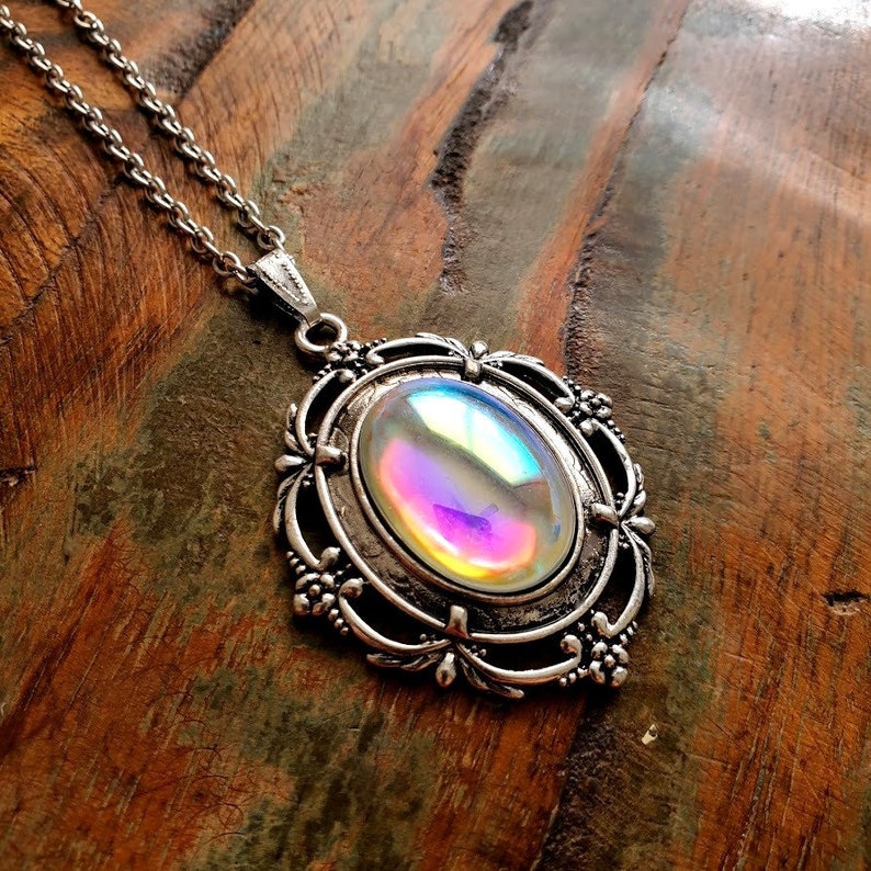 Aura Glass Pendant Necklace Unicorn Colors Rainbow - Etsy