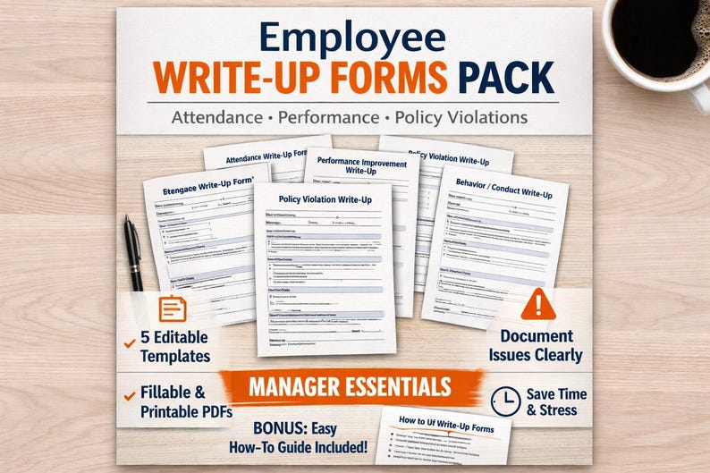 Employee Write-up Forms Pack | Attendance, Performance & Policy ...