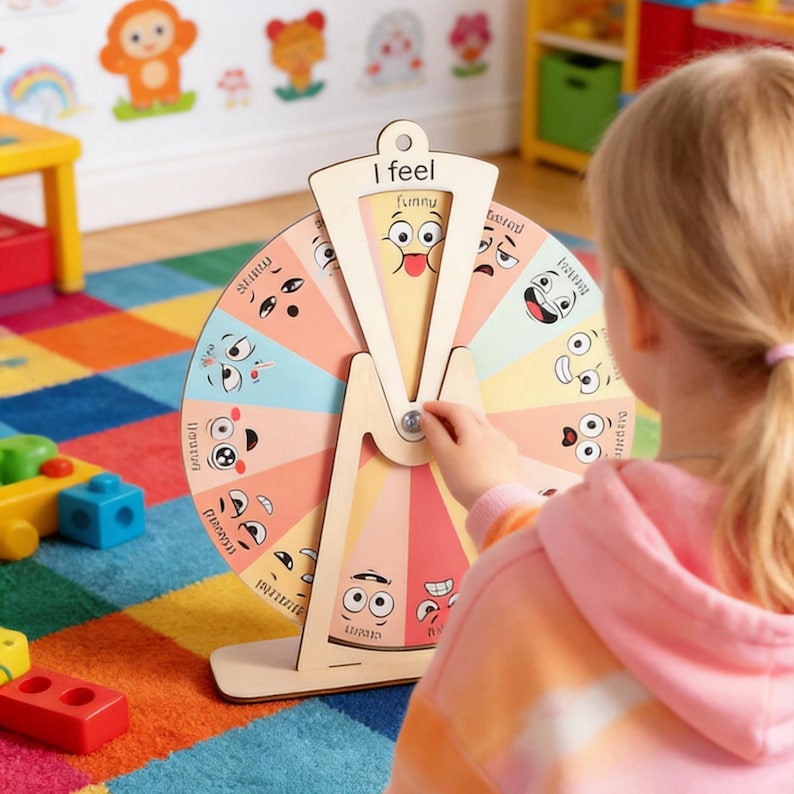 Wooden Emotion Wheel | Montessori Learning Toy for Toddlers - Etsy