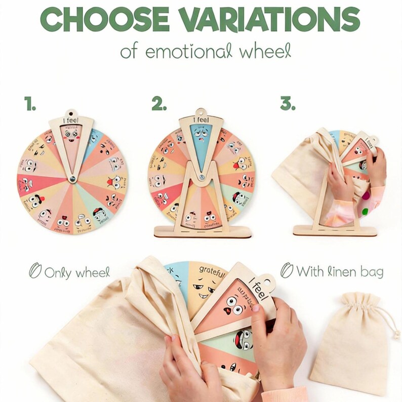 Wooden Emotion Wheel | Montessori Learning Toy for Toddlers - Etsy