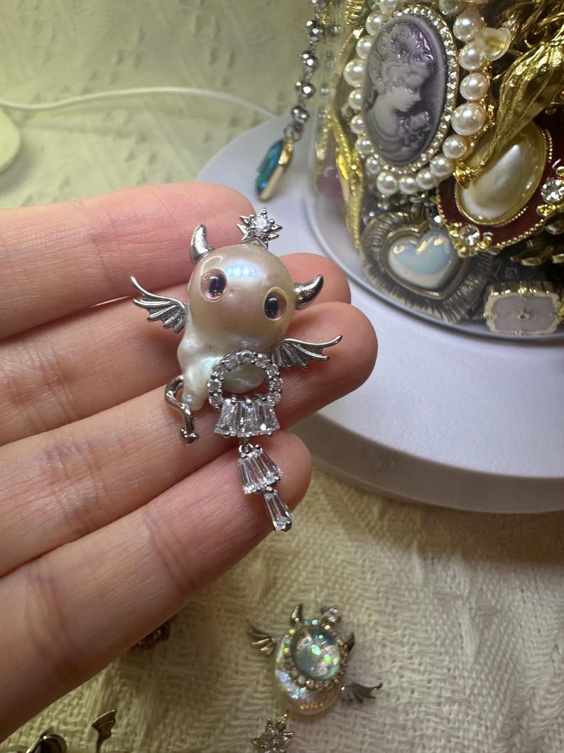 Handmade Whimsical Gothic Freshwater Natural Baroque Pearl Little ...
