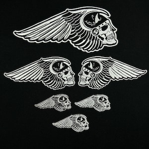 Winged Skull Helmet Patch – Biker Embroidered Badge - Etsy