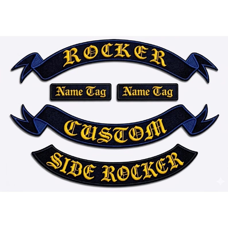 Custom Biker Rocker Embroidered Patch Set for Vest - Etsy