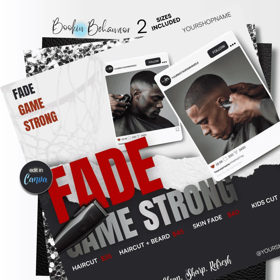 Barber Flyer Template • Barber Instagram Post • Fade Haircut Promo ...