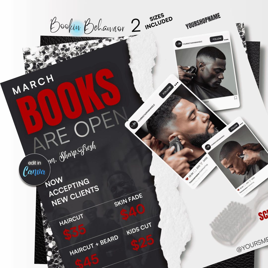 Barber Promo Flyer Template • Fade Haircut Instagram Post • Barber ...