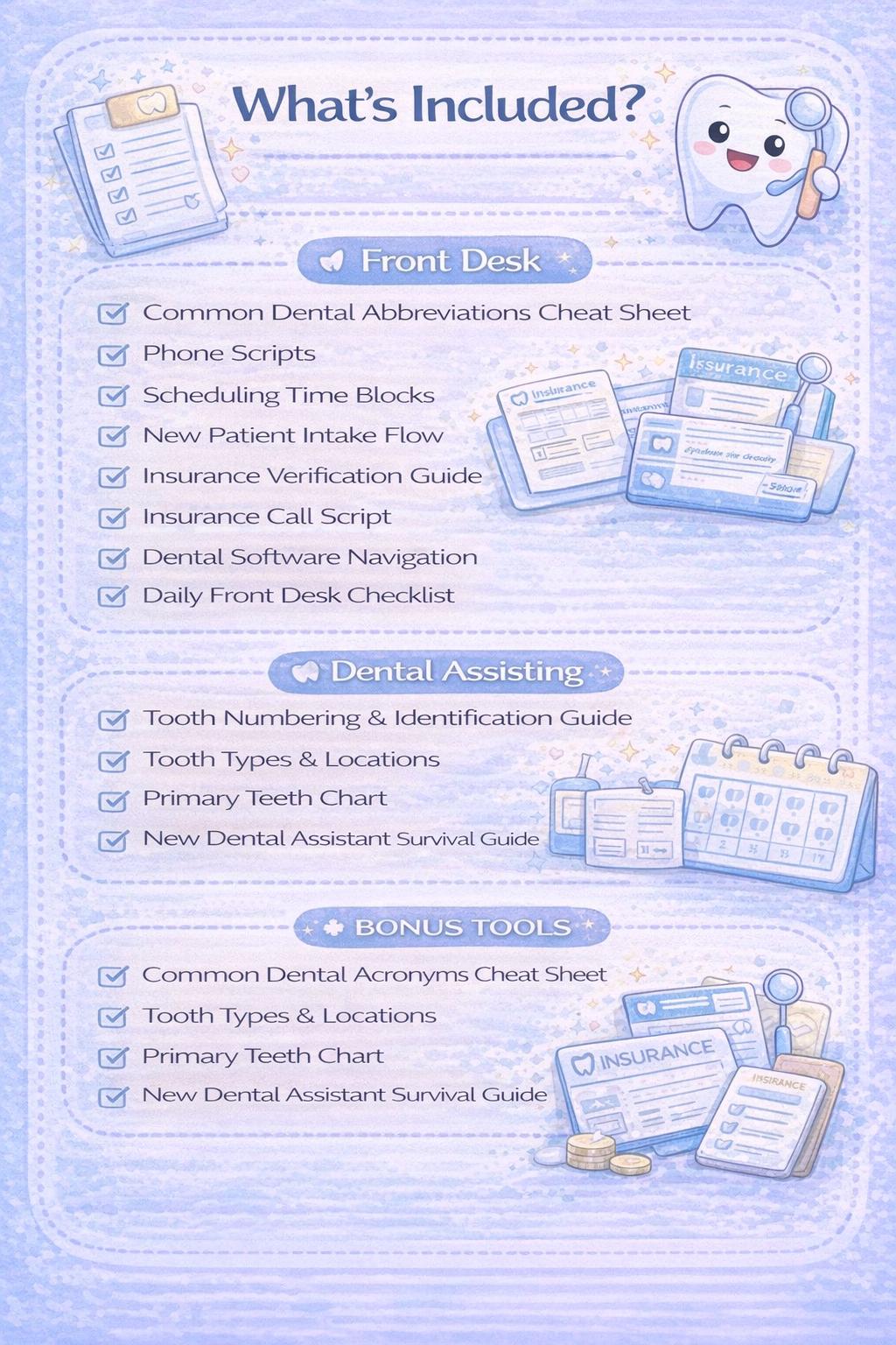 Dental Assistant Study Guide Bundle | Front Desk Training Cheat Sheets ...