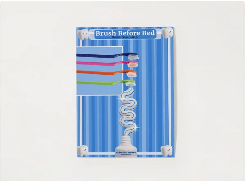 Kids Dental Health Poster Set | Brush, Floss, Healthy Gums (digital ...