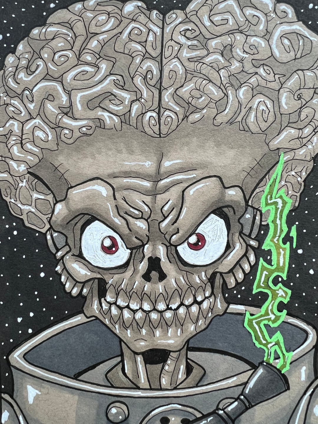 The Alien From Mars Attacks Original Fan Artwork - Etsy
