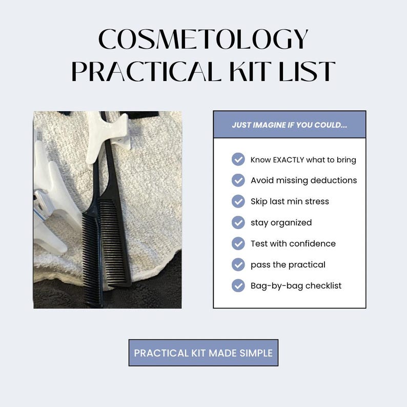 Cosmetology Practical Exam Kit List – Printable PSI Checklist & Packing ...