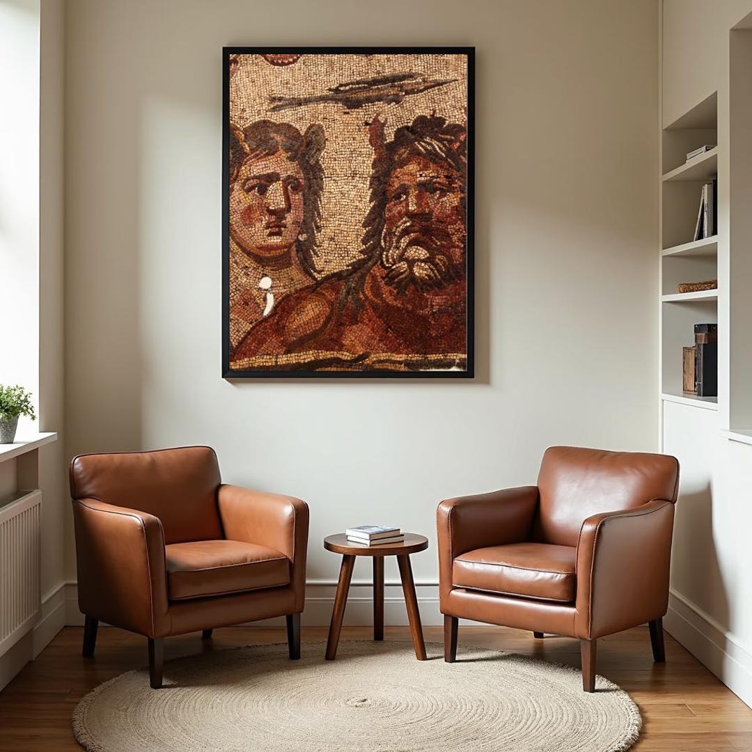 Vintage Roman Mosaic Art – Classical Mythology Figures, Dark Academia ...