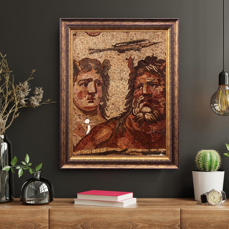 Vintage Roman Mosaic Art – Classical Mythology Figures, Dark Academia ...