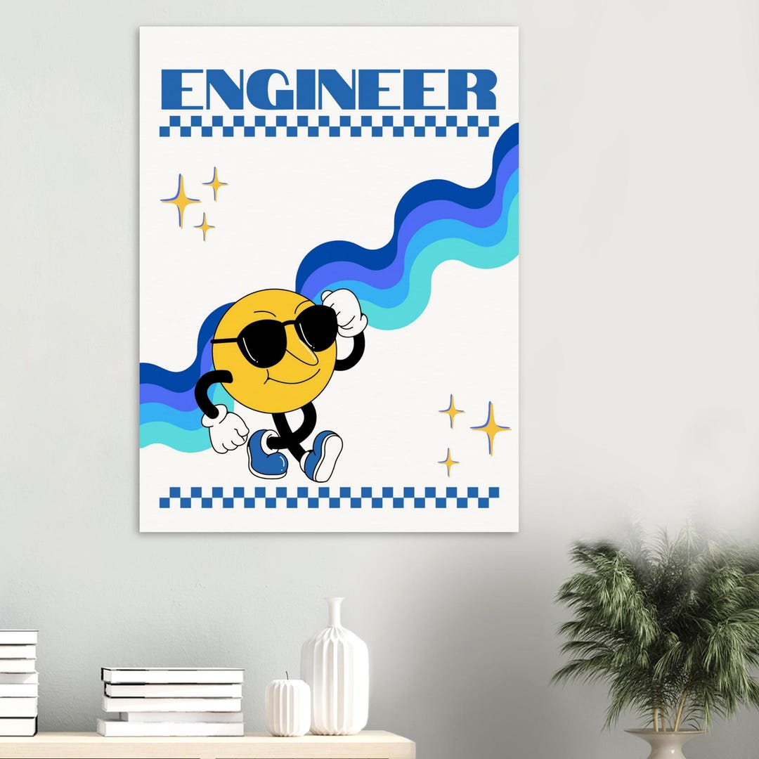 Retro Engineering Poster | Blue Swag Matte Paper Poster - Etsy