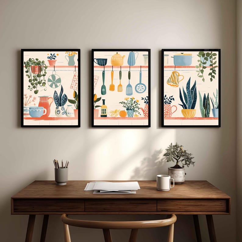 Kitchen Wall Art, Coffee Poster, Croissant Print, Cappuccino Art ...