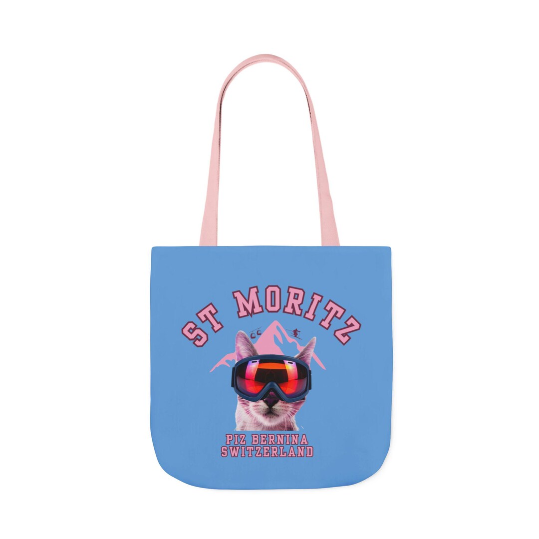 Ski Cats Canvas Tote Bag (3 Sizes) - St Moritz, Switzerland in Blue - Etsy
