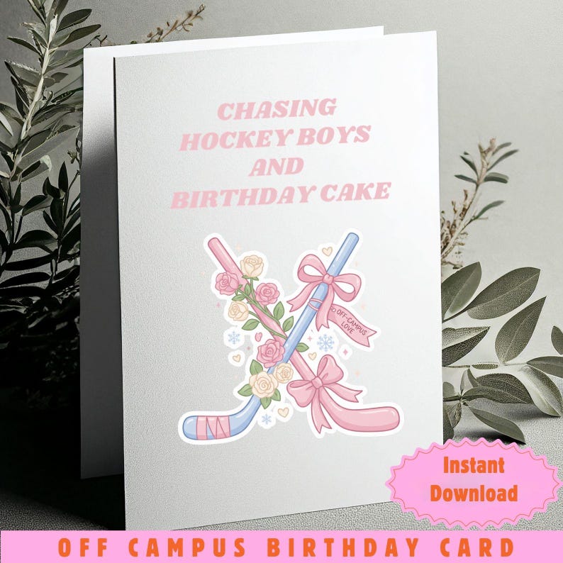 Ice Hockey Romance Birthday Card PDF, Hockey Romance Birthday Gift ...
