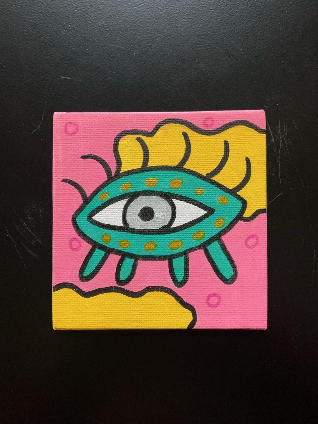 UFO, 4x4 Original Folk Art Painting, Becca Cook - Etsy