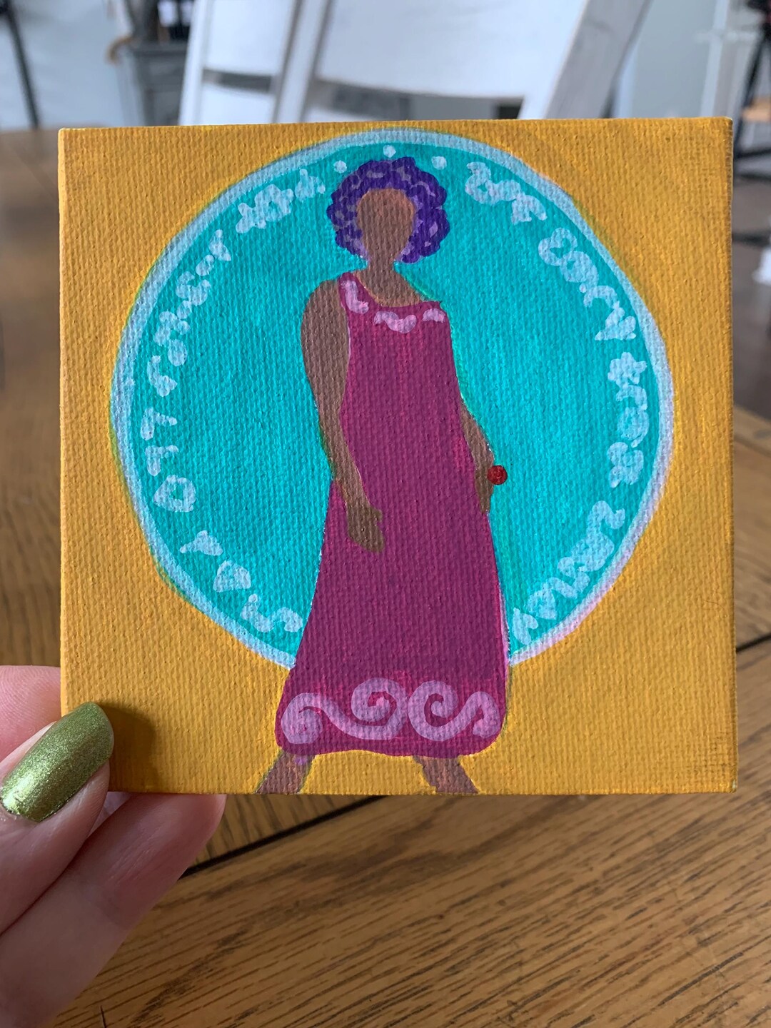 Freya, 4x4 Original Folk Art Painting, Becca Cook - Etsy