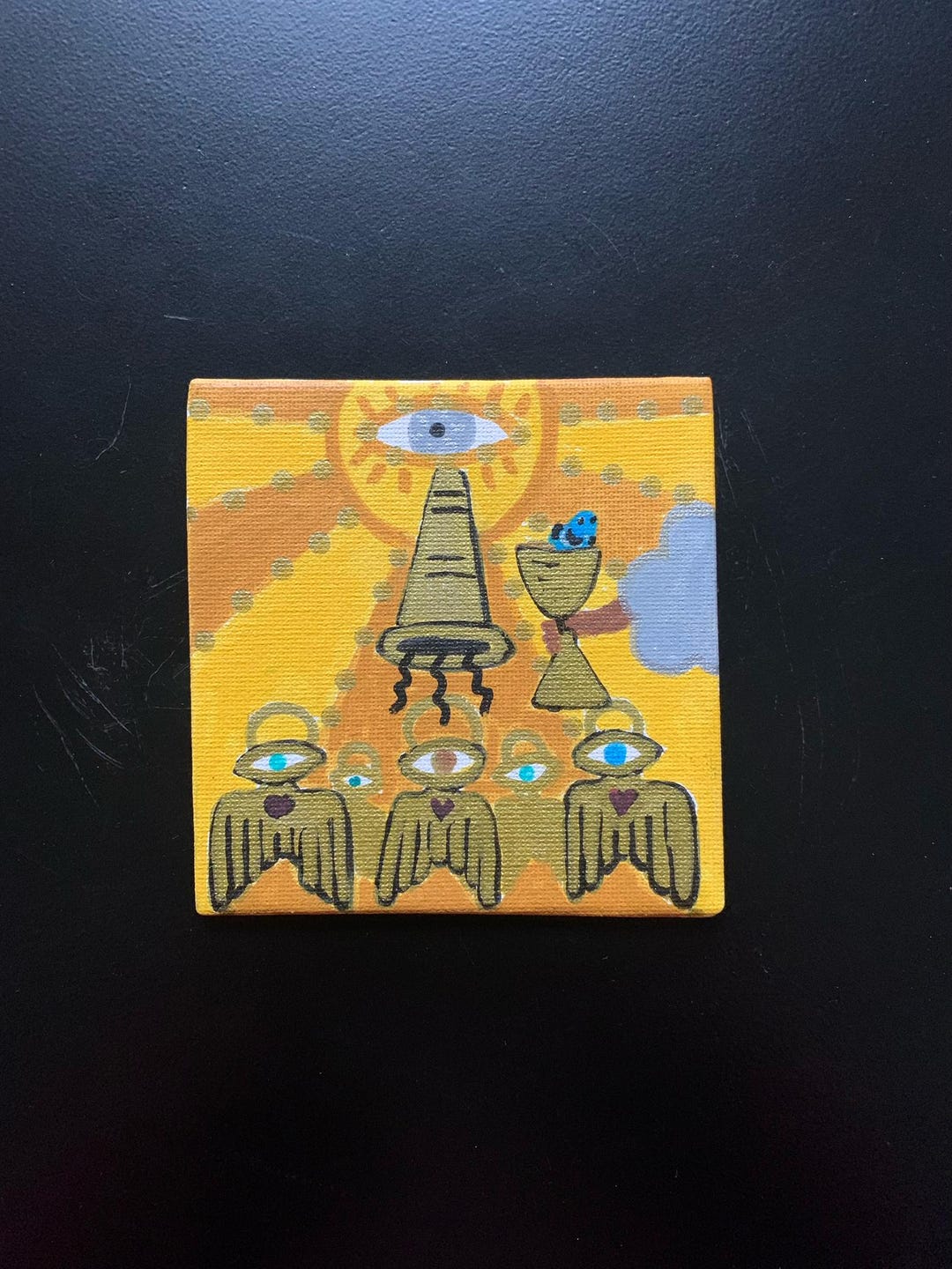 Judgements and Offerings, 4x4 Original Folk Art Painting, Becca Cook - Etsy