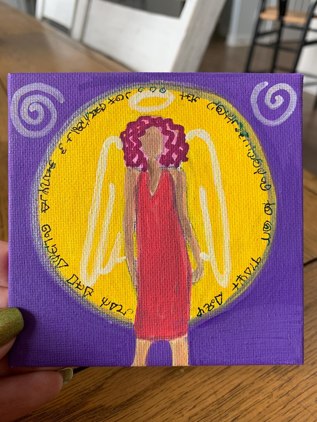 Earth Angel, 4x4 Original Folk Art Painting, Becca Cook - Etsy