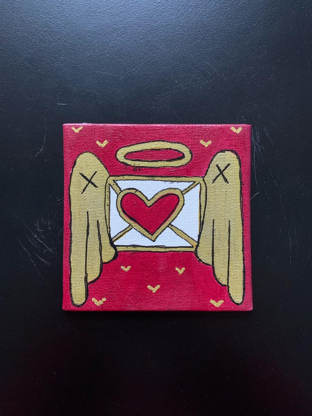 Love Letter, 4x4 Original Folk Art Painting, Becca Cook - Etsy