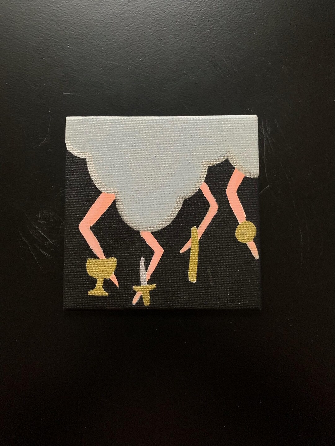 Magician Cloud, 4x4 Original Folk Art Painting, Becca Cook - Etsy