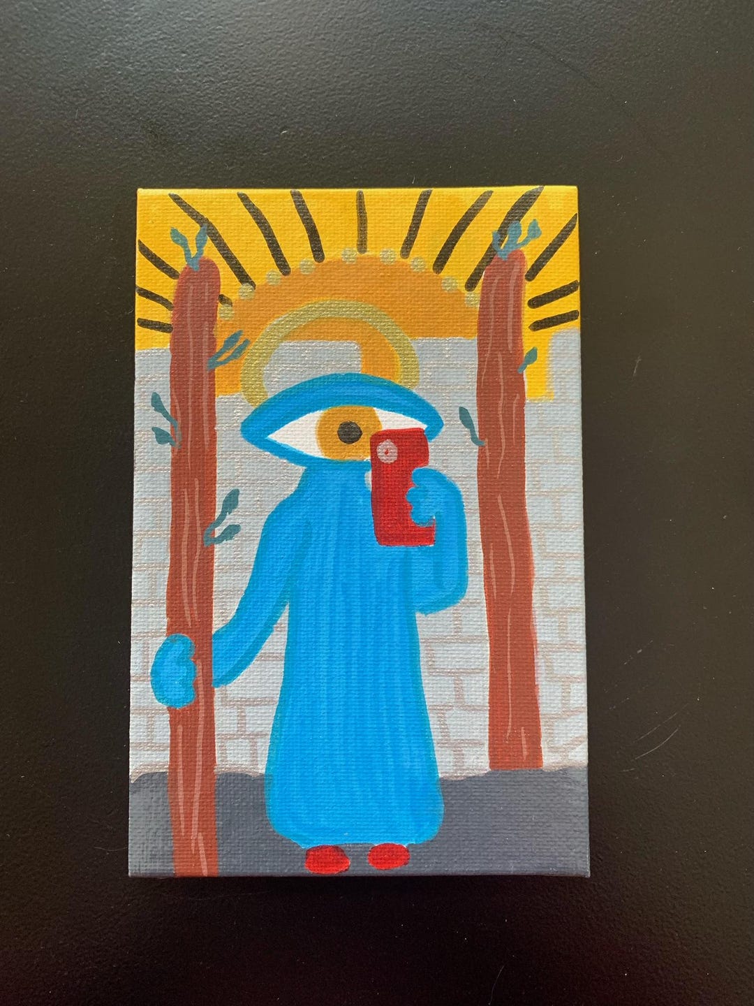 Two of Wands, 4x6 Mini Painting, Original Folk Art Painting, Becca Cook ...