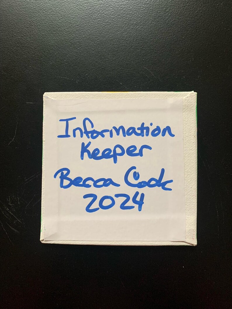 Information Keeper, 4x4 Original Folk Art Painting, Becca Cook - Etsy