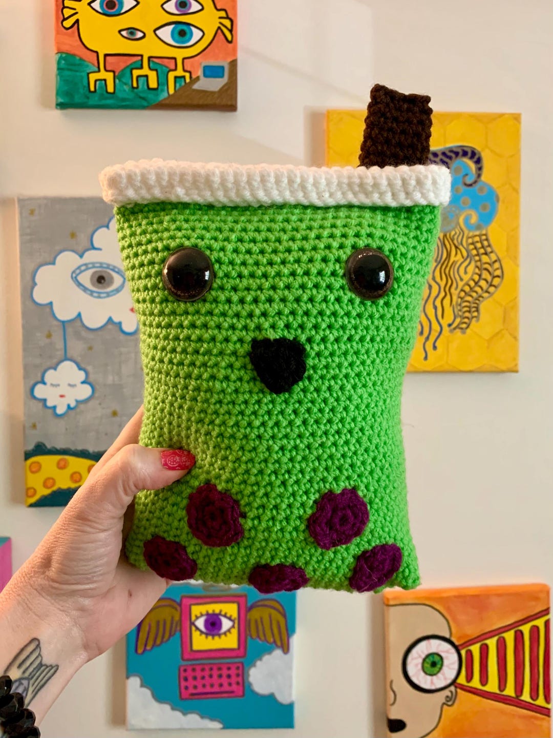 Matcha Boba Plushie. Crochet Doll Handmade - Etsy