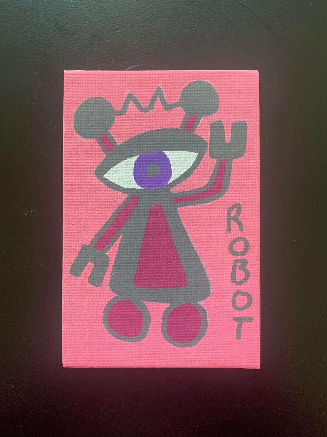 Robot, 4x6 Mini Painting, Original Folk Art Painting, Becca Cook - Etsy