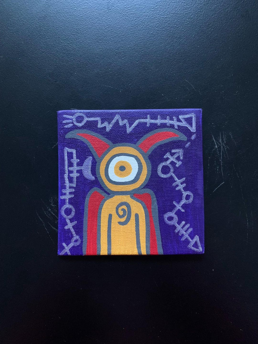 Creature, 4x4 Original Folk Art Painting, Becca Cook - Etsy