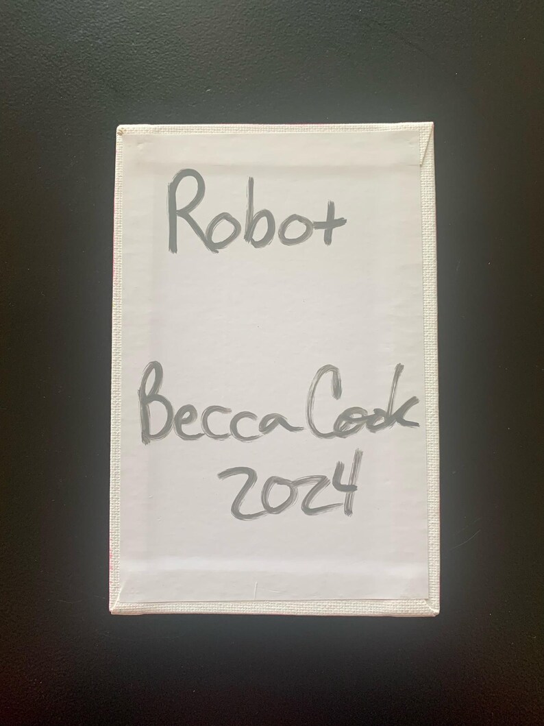 Robot, 4x6 Mini Painting, Original Folk Art Painting, Becca Cook - Etsy