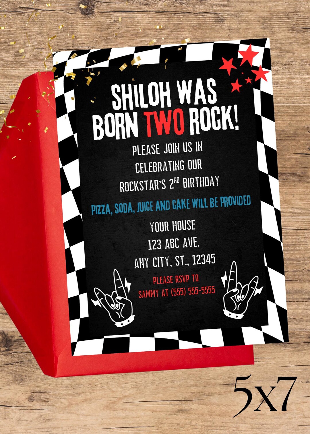 Kids Birthday Invitation | Rock N Roll Theme | Digital Editable ...