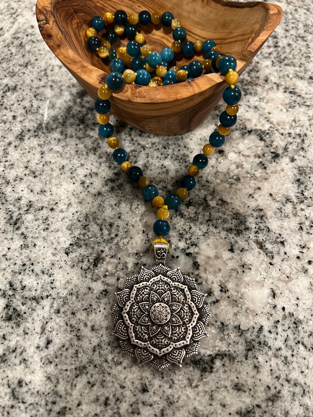108 Bead Knotted Spiritual Mala. This is Adorned With a Buddha Lotus ...