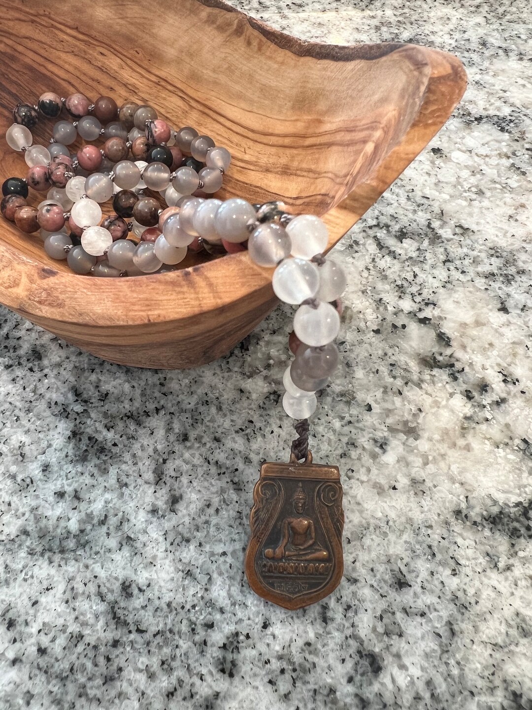 108 Bead Knotted Spiritual Mala. This is Adorned With a Beautiful ...