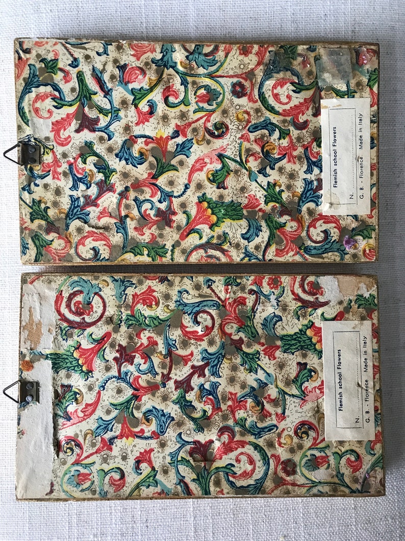 Two Small Vintage Prints, Flemish School Flowers G.B. - Florence Made ...