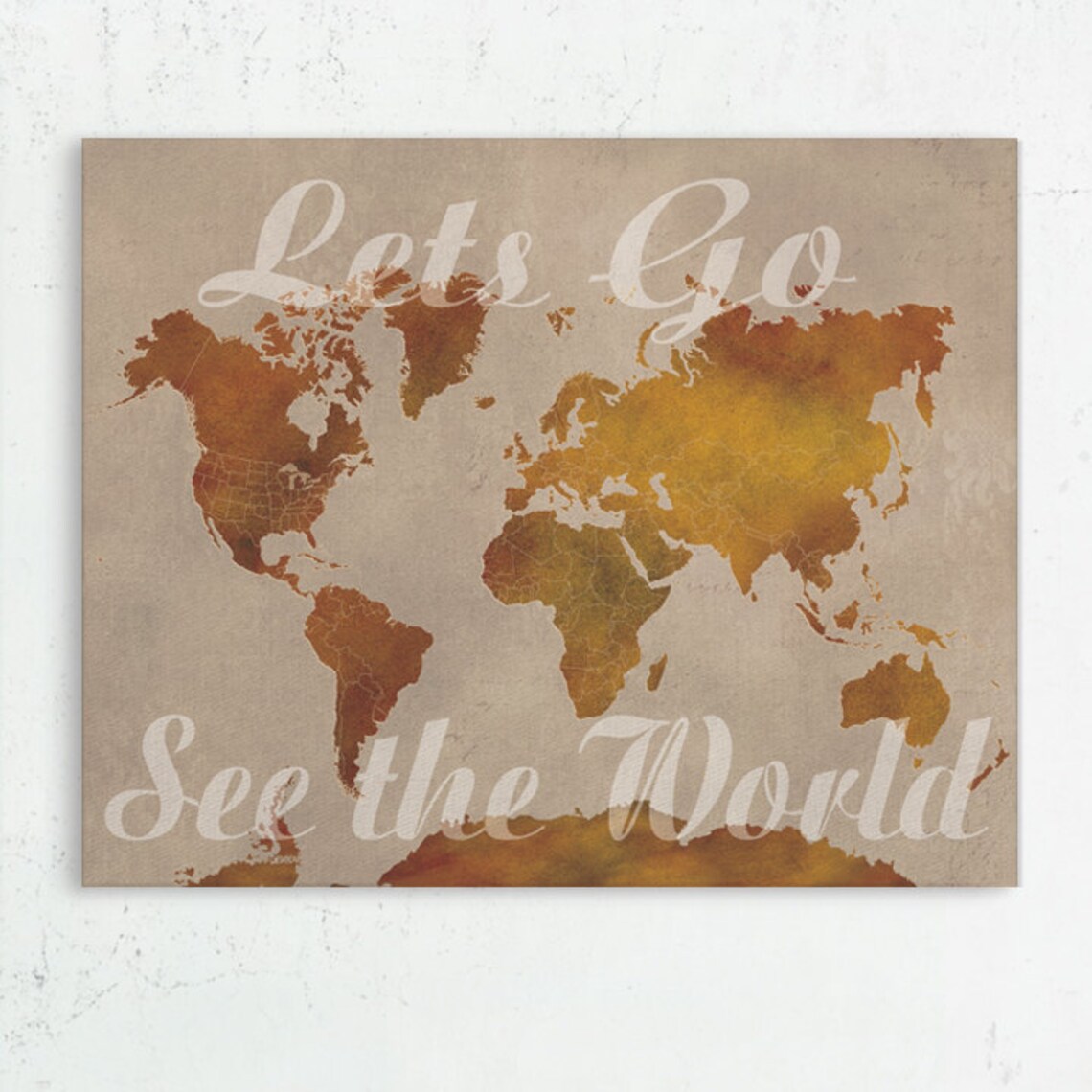 Lets Go See the World Canvas Map World Map Wanderlust - Etsy