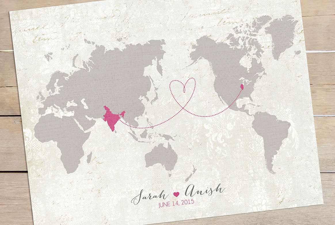 Alternate World View Map Wedding Guest Book Alternative Map | Etsy