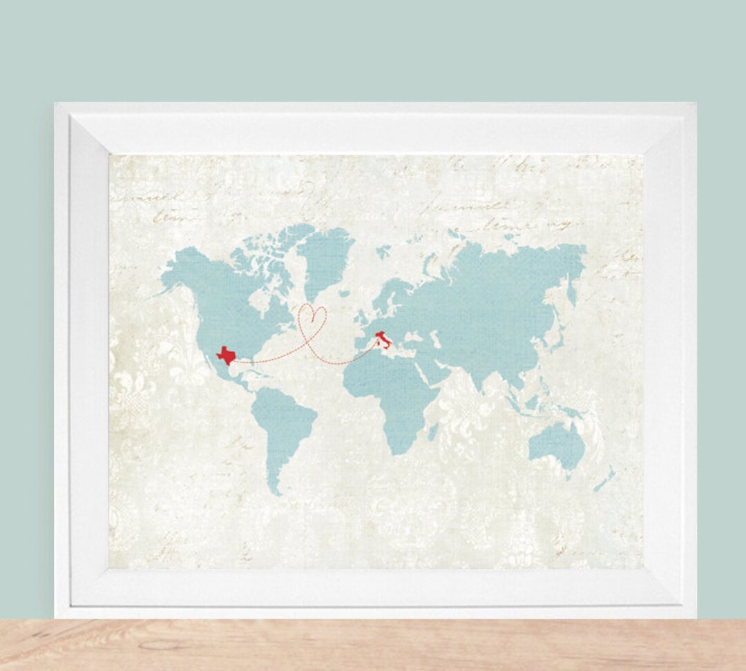 Vintage Map, World Map Gift, Custom World Map, Custom Map Gift, Long ...