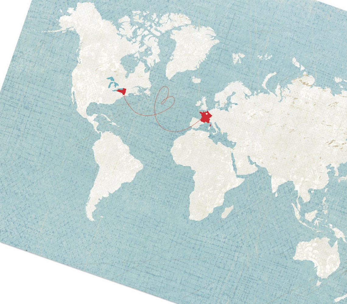 World Map Love Map Custom Map Personalized Gift Travel | Etsy