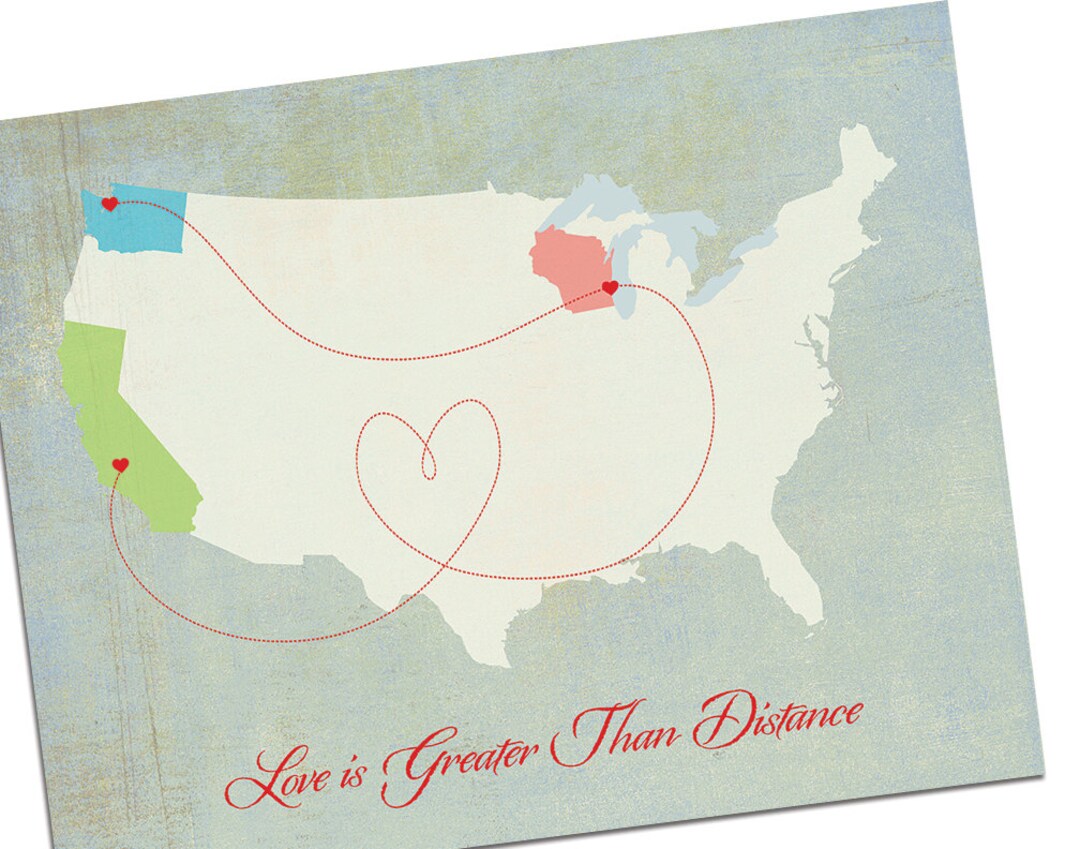 Long Distance Relationship Gift, Friend Map, Custom World Map or Custom ...