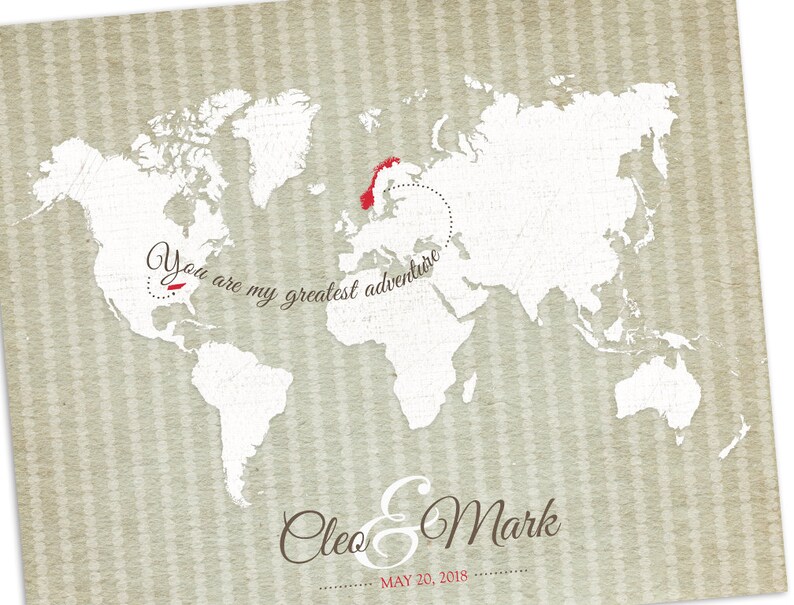 Adventure Map Wedding Guest Map Wedding Guestbook | Etsy