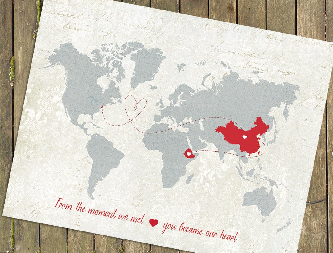 Adoption Gift Map, Personalized Baby Gift, World Map Customized Love ...