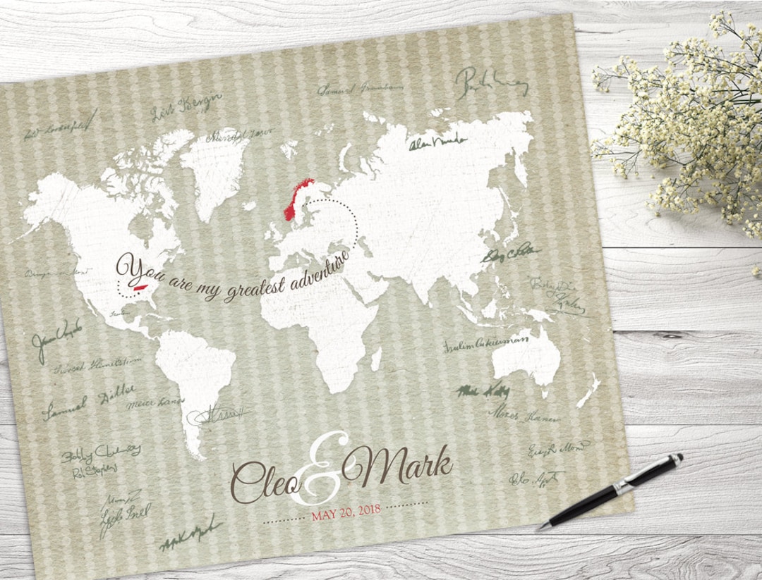 Adventure Map, Wedding Guest Map, Wedding Guestbook Alternative ...