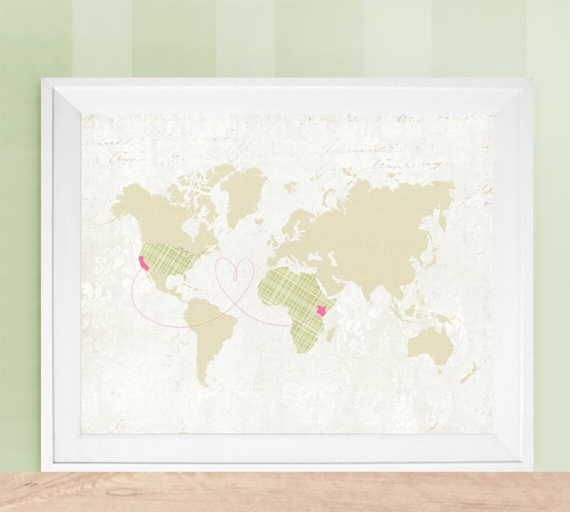 Custom World Map Custom Map Gift Love Map Guest Book - Etsy