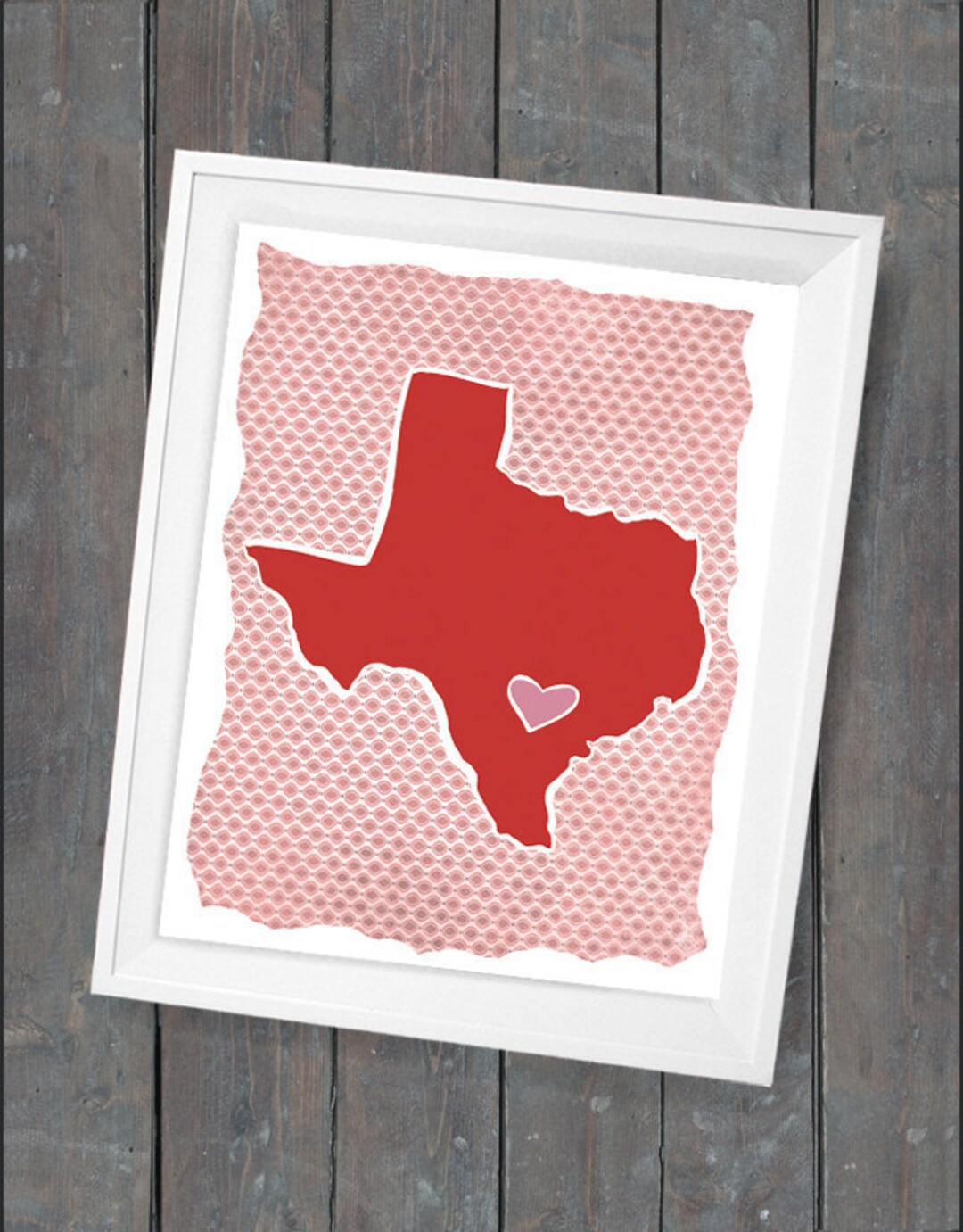 Customized State or Country Print - Texas Style - Sizes 5"x7" up to 42 ...
