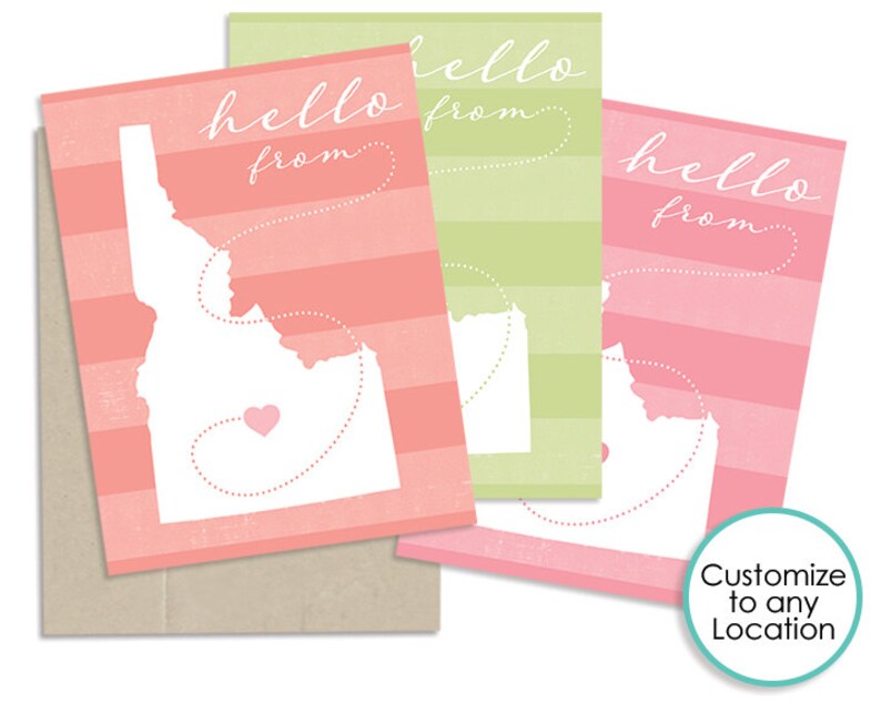 Custom State or Country Note Cards or Greeting Cards Travel - Etsy
