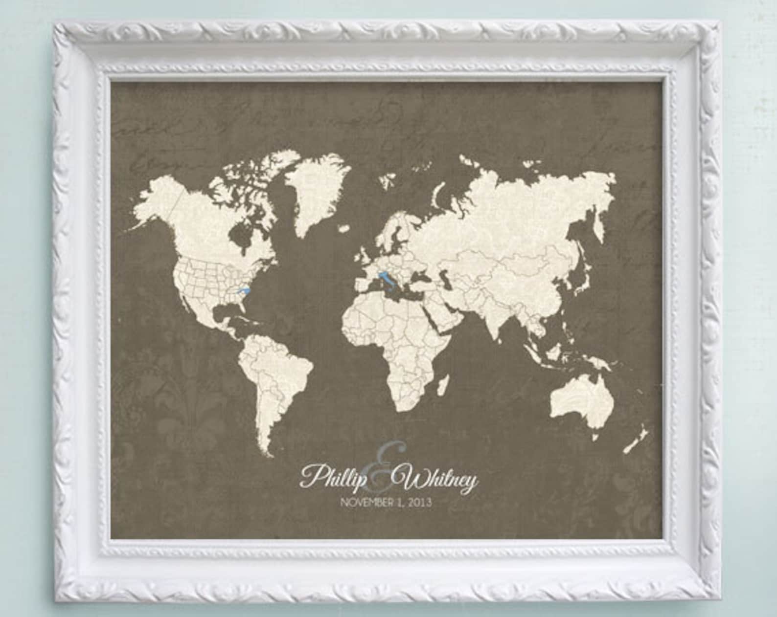 Custom World Map Custom Map Gift Personalized Map Wedding - Etsy UK