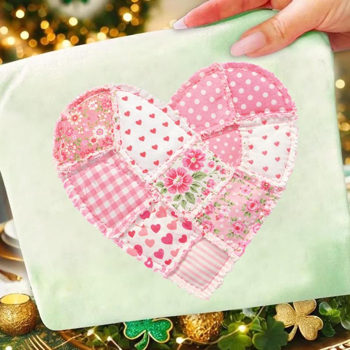 Cottagecore Valentine Rag Quilt Heart PNG, Couple Shirt Design (set of ...