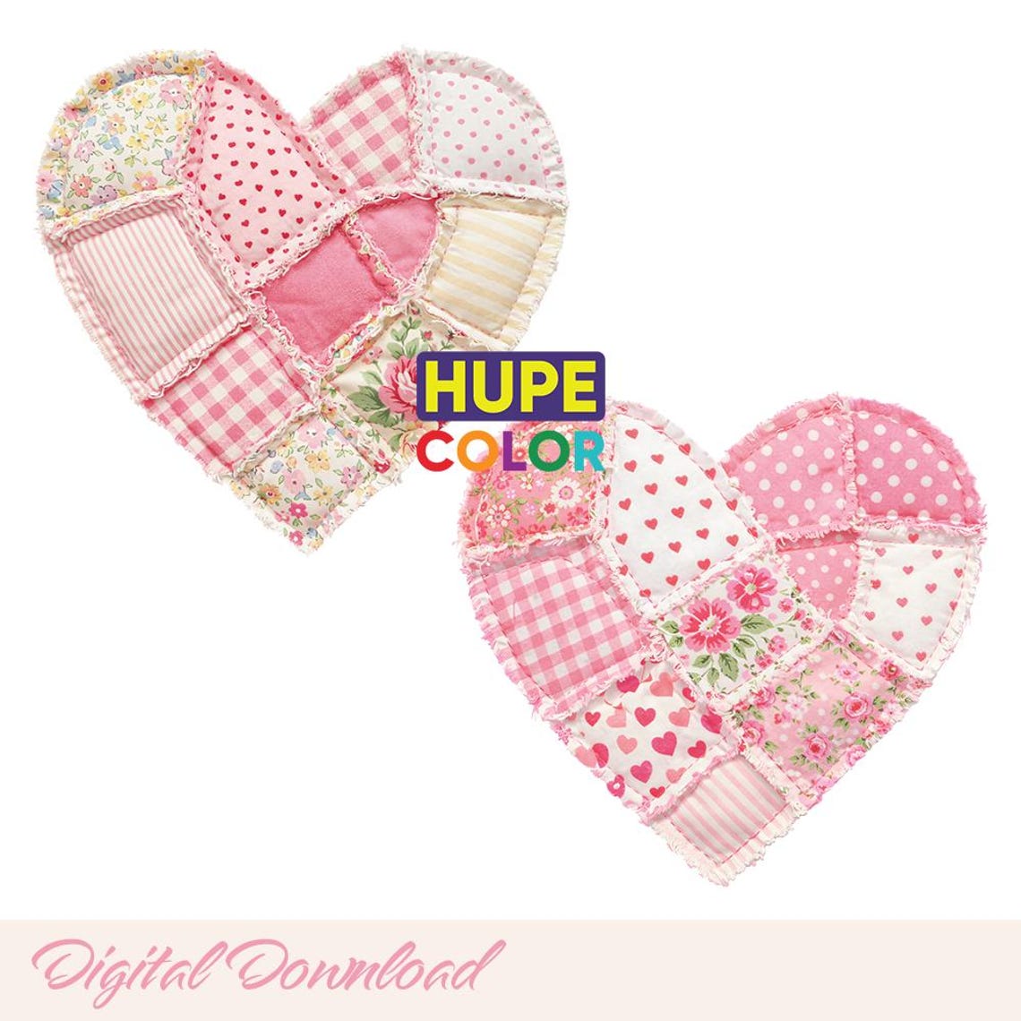 Cottagecore Valentine Rag Quilt Heart PNG, Couple Shirt Design (set of ...