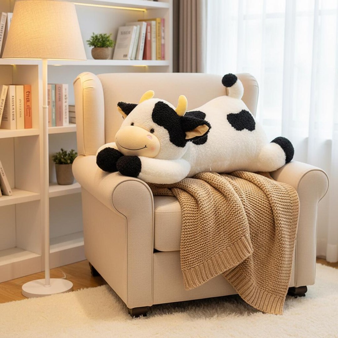 XXL Spotted Cow Plush | Soft Farm Animal Stuffed Toy | Cuddly Kids Room ...